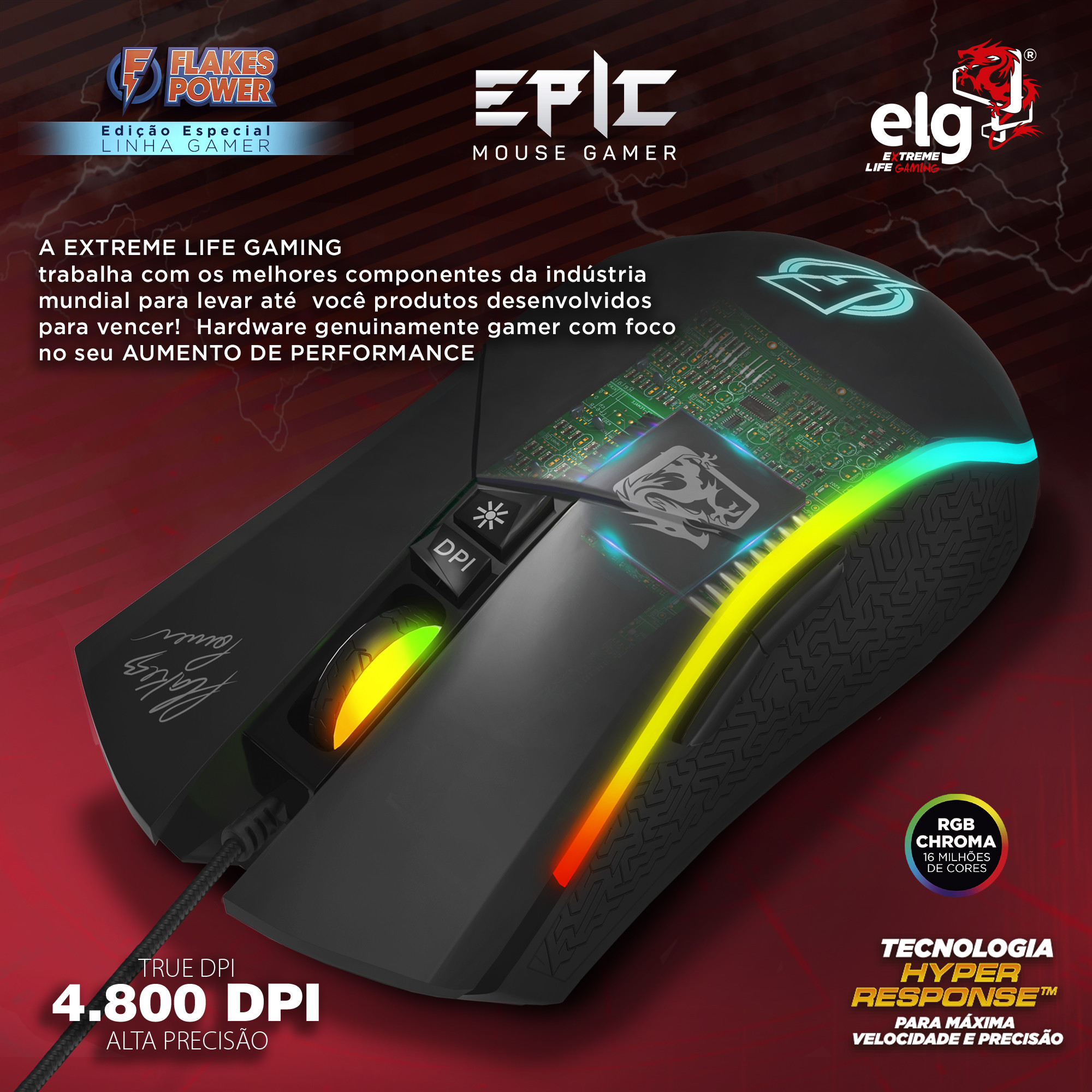 Gaming | Mouses | Mouse Gamer ELG Flakes Power Epic 4.800 DPI