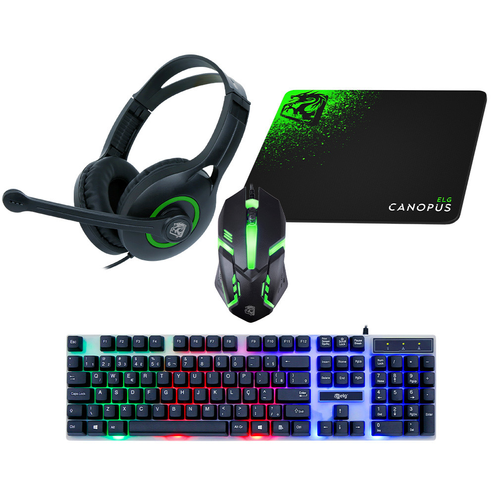 Gaming | Combos | Combo Gamer 4 em 1 ELG Canopus - Teclado, Mouse,...