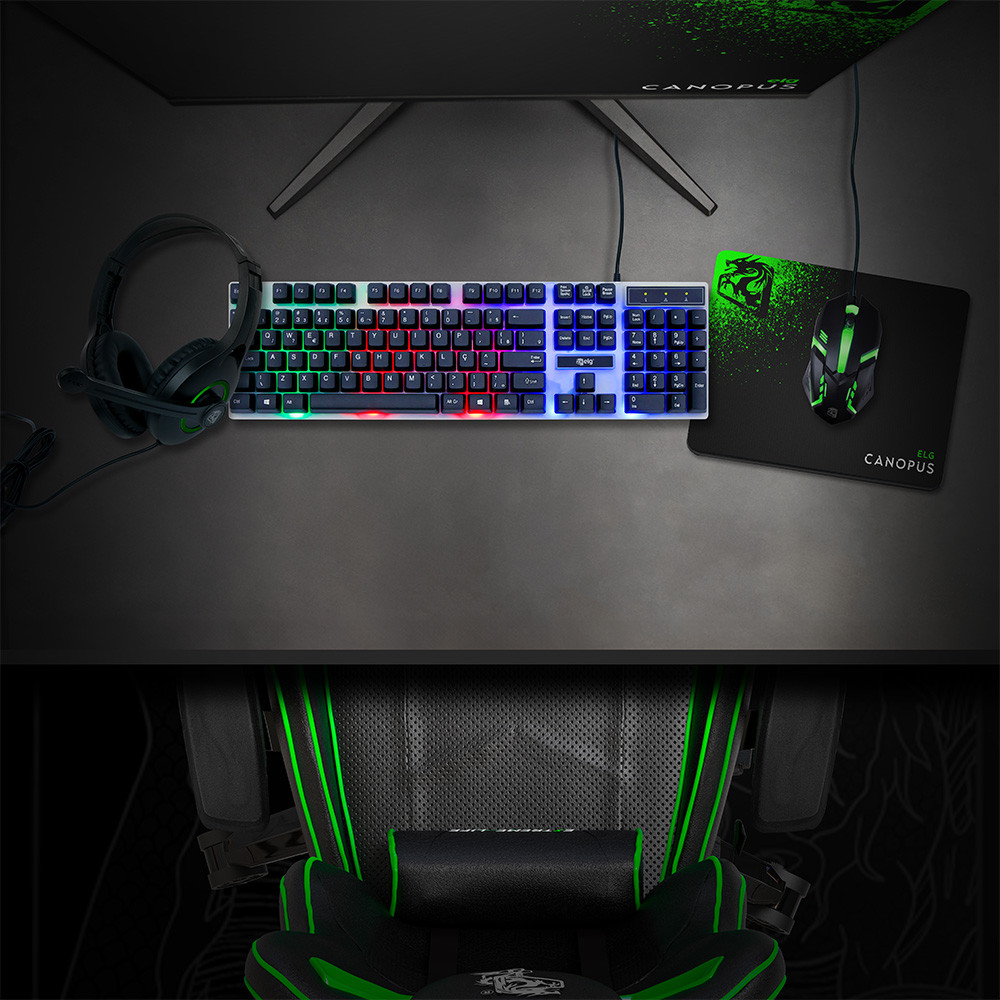 Gaming | Combos | Combo Gamer 4 em 1 ELG Canopus - Teclado, Mouse,...